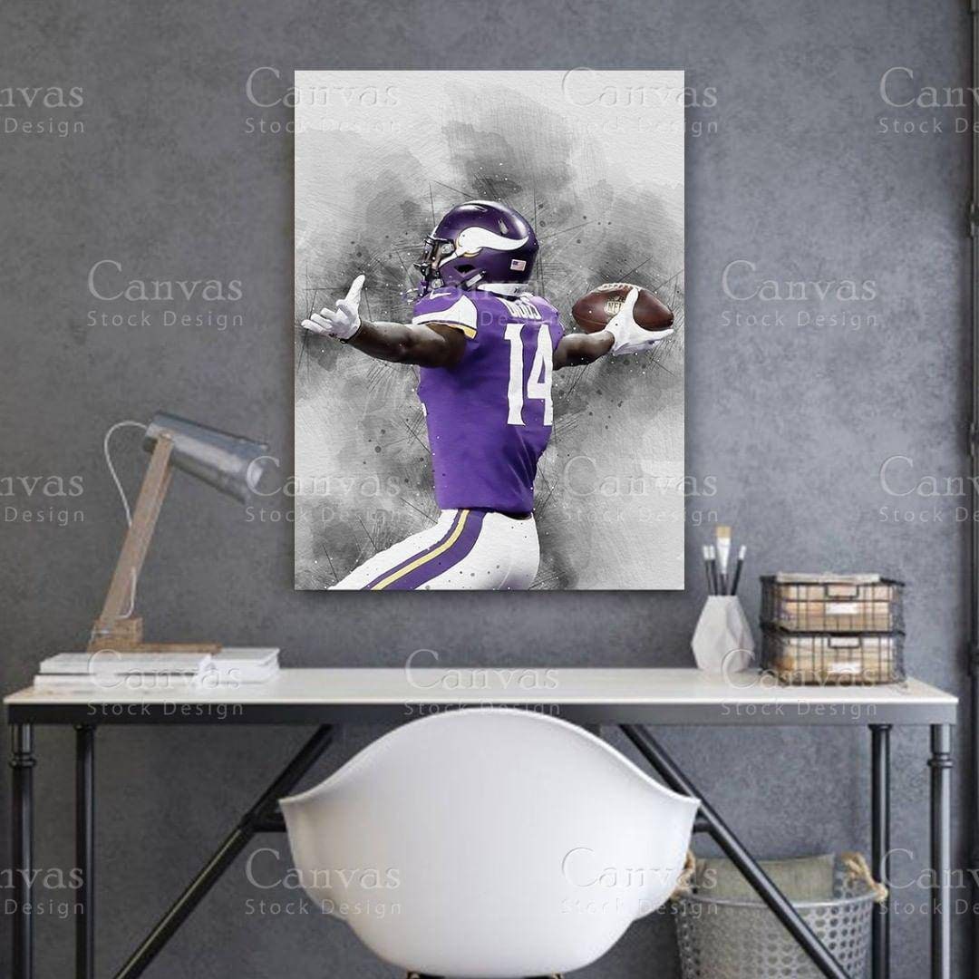 Stefon Diggs Poster Minnesota Vikings Canvas Frame, Kids Wall Decor ...