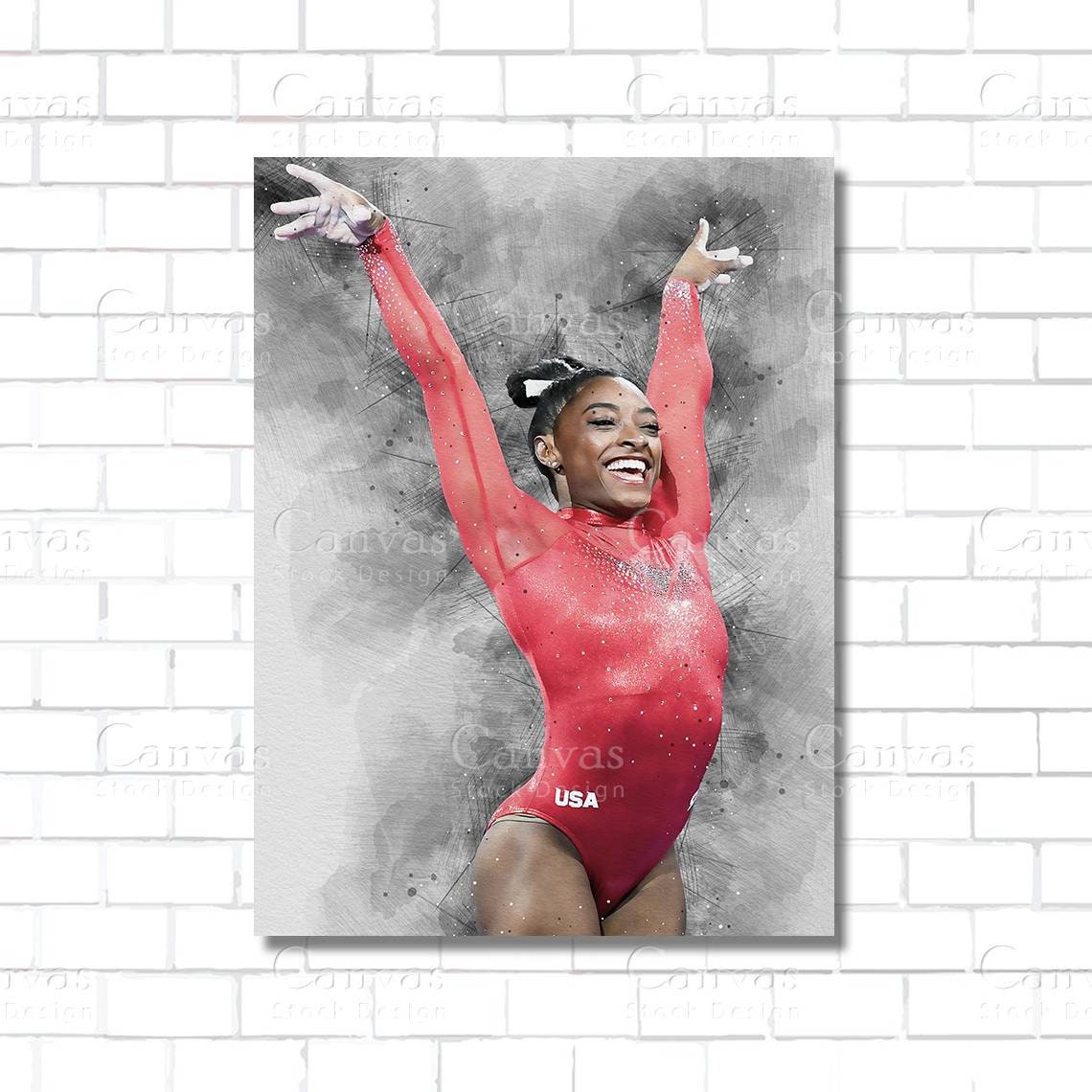 Simone Biles Poster, Canvas Frame, Kids Wall Decor, Olympics, Gymnast ...
