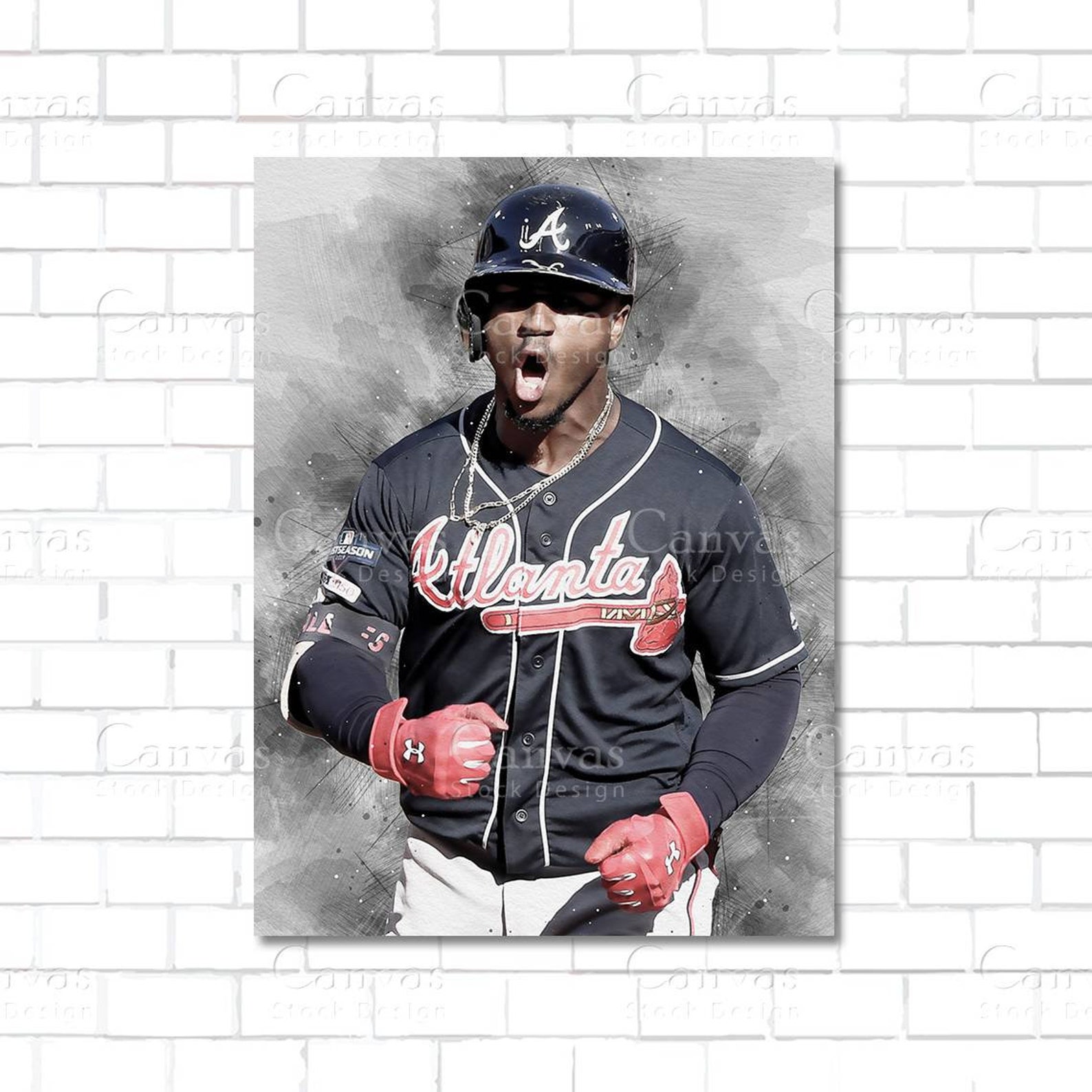 Ozzie Albies Poster Canvas Frame, Kids Wall Décor, Baseball, Man Cave Gift for Him Her, Sports ...