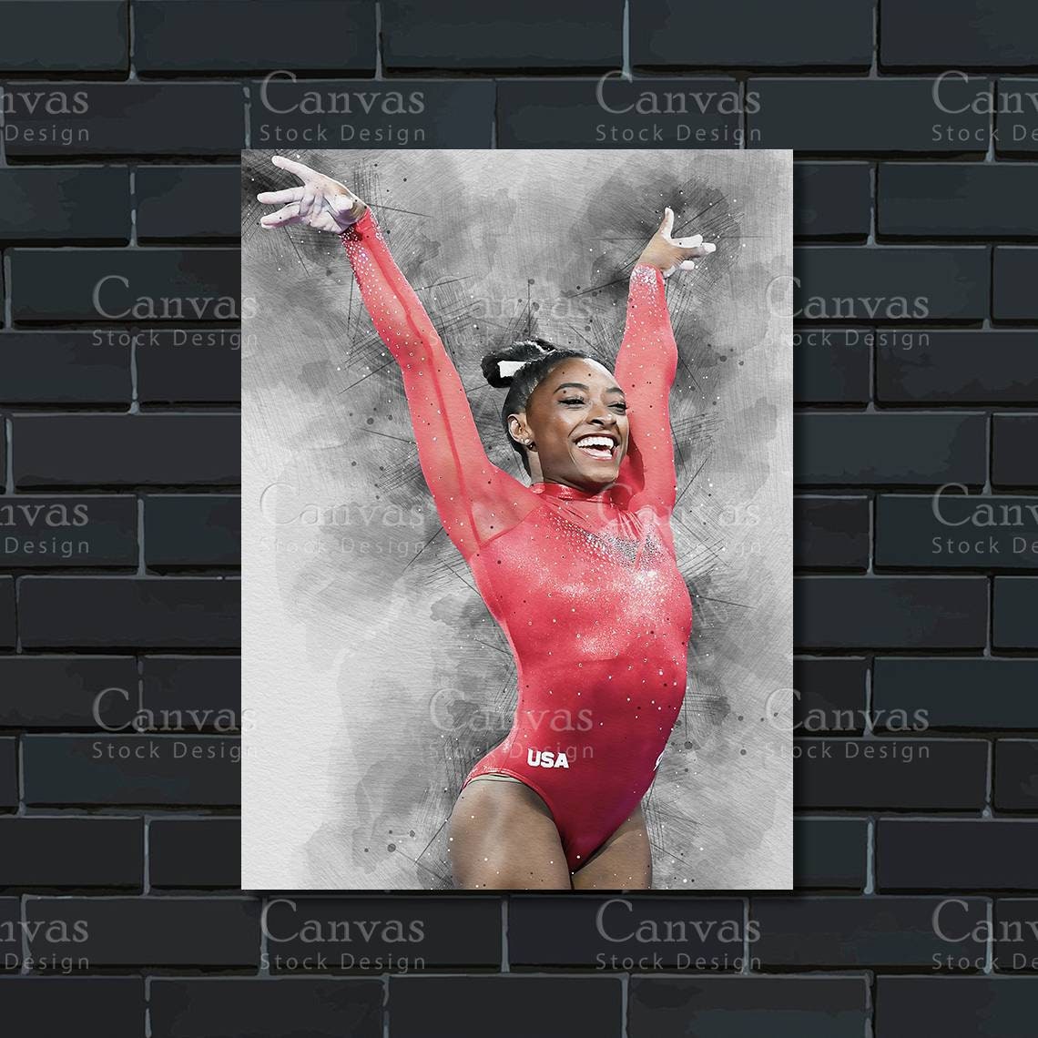 Simone Biles Poster, Canvas Frame, Kids Wall Decor, Olympics, Gymnast ...