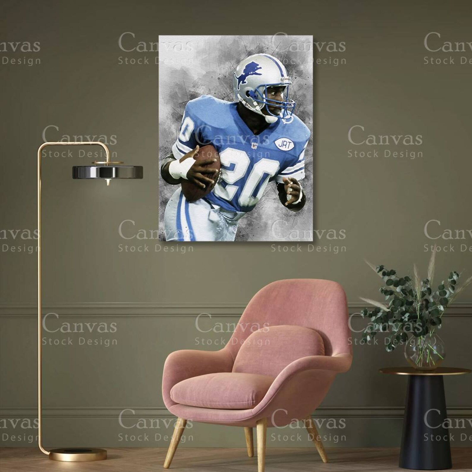 Barry Sanders Poster Detroit Lions Canvas Frame Kids Wall - Etsy