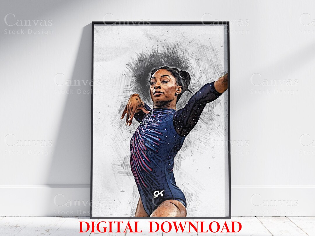 Simone Biles Poster, USA Olympic Gymnast, Wall Art Printable, Gold ...