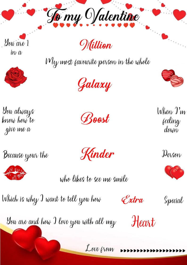 Valentines Chocolate Poem Chocolate Gift Be My Valentines - Etsy UK