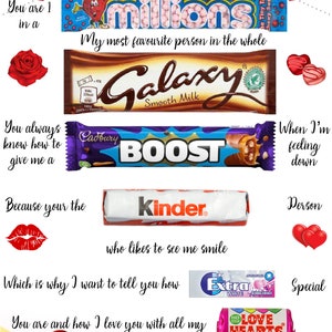 Valentines Chocolate Poem Chocolate Gift Be My Valentines - Etsy UK