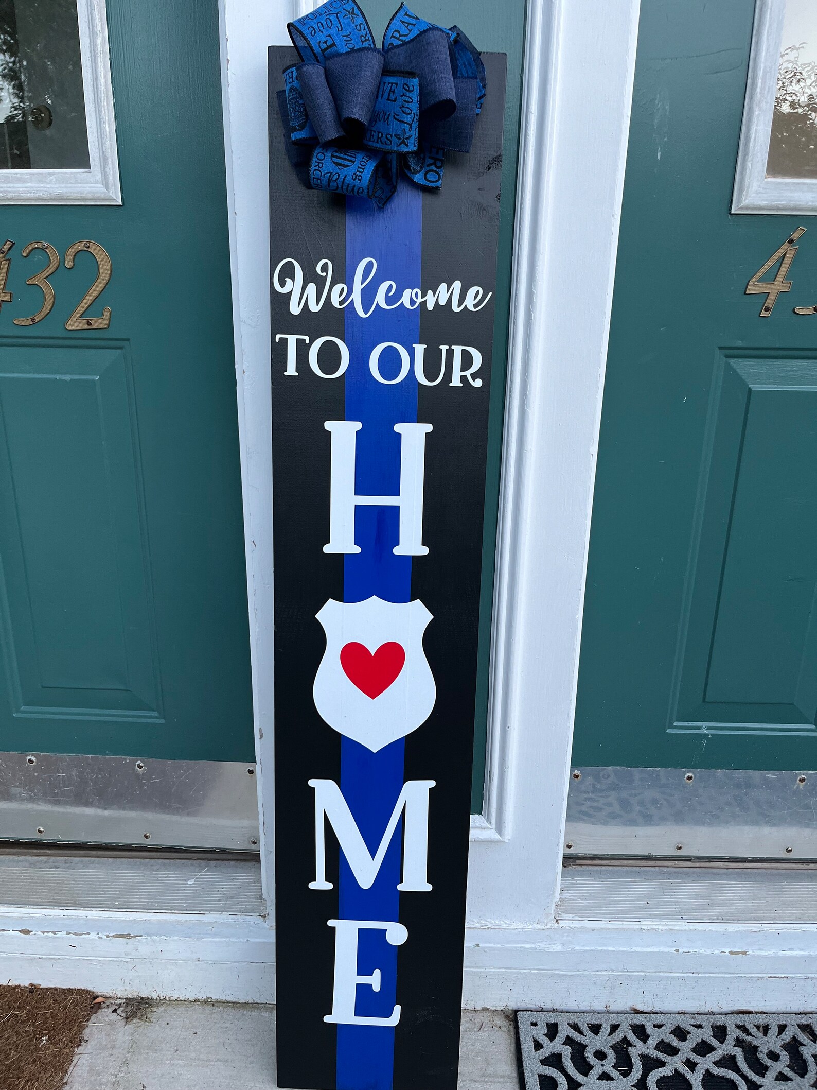 Thin Blue Line Long Welcome Sign - Etsy