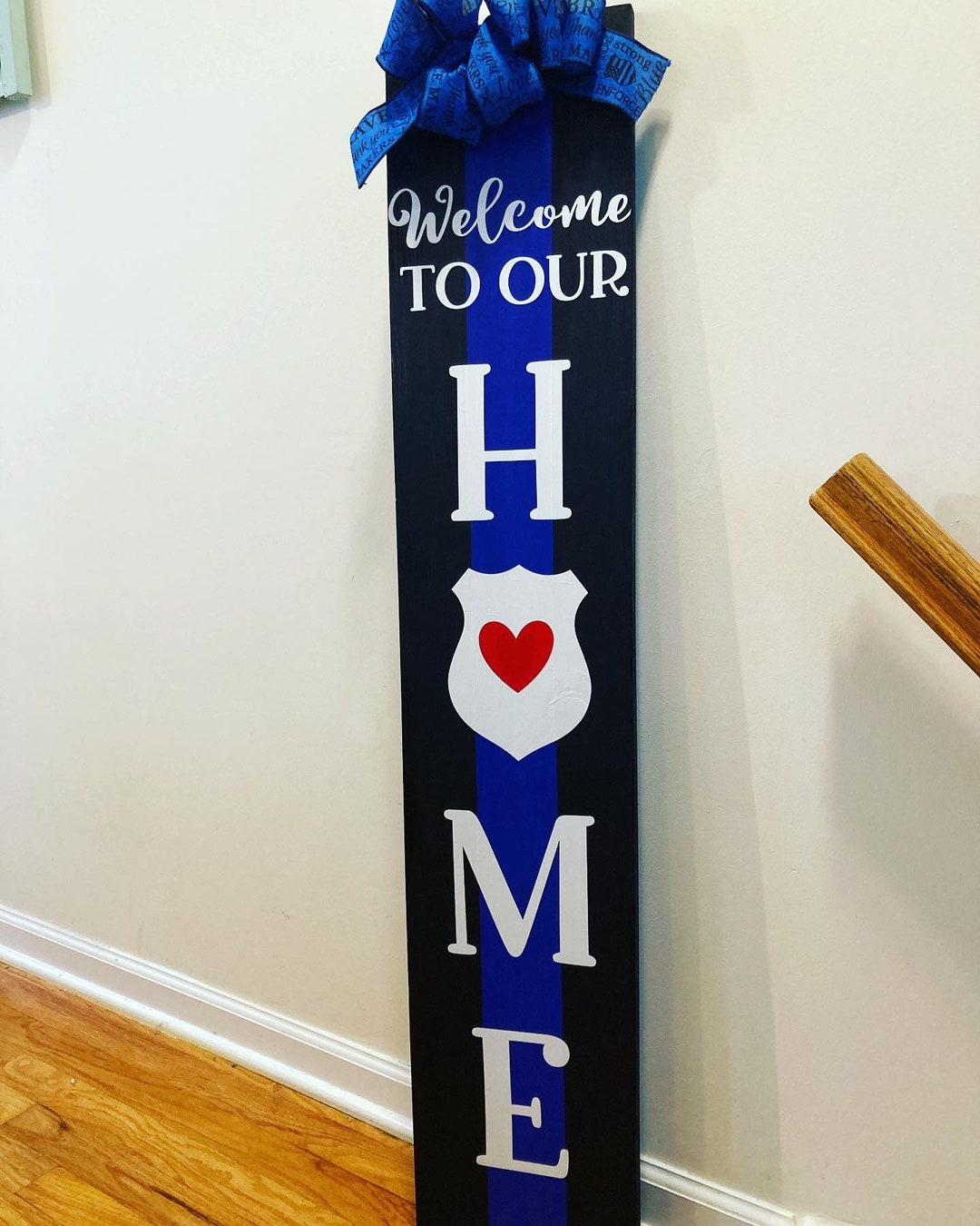 Thin Blue Line Long Welcome Sign - Etsy
