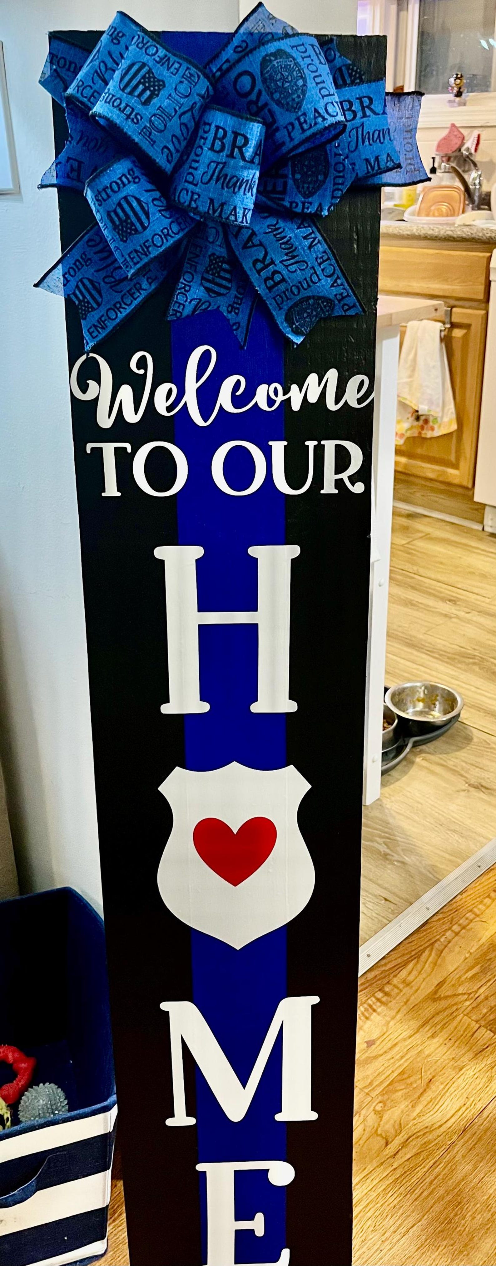 Thin Blue Line Long Welcome Sign - Etsy