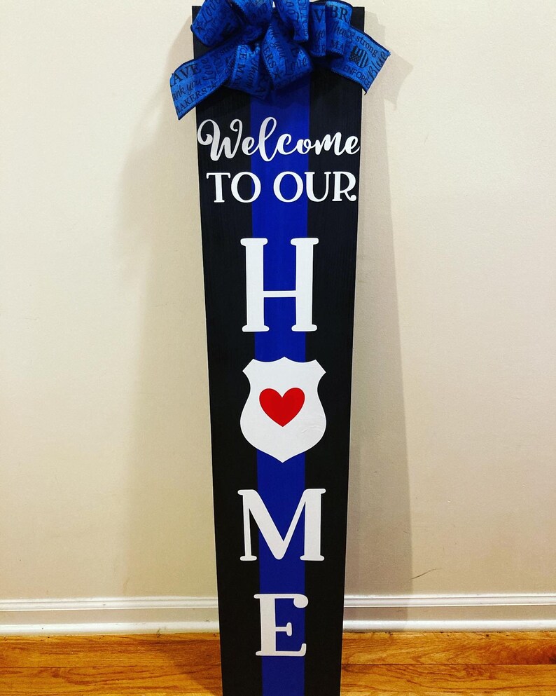 Thin Blue Line Long Welcome Sign - Etsy