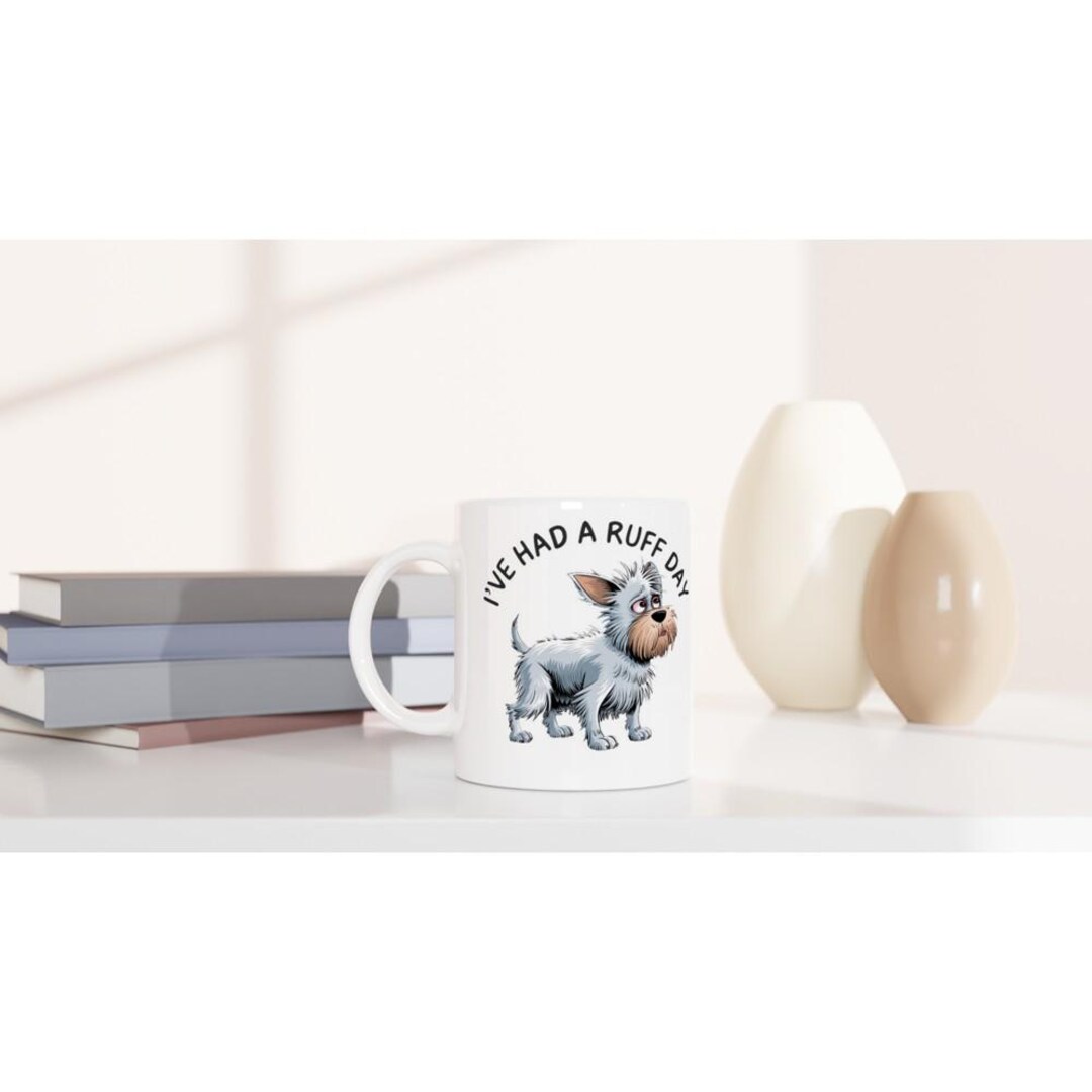 Scottie Dog Mug: "i've Had A Ruff Day" Ceramic Coffee Cup - Etsy