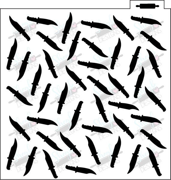 Knife Background Stencil | Etsy