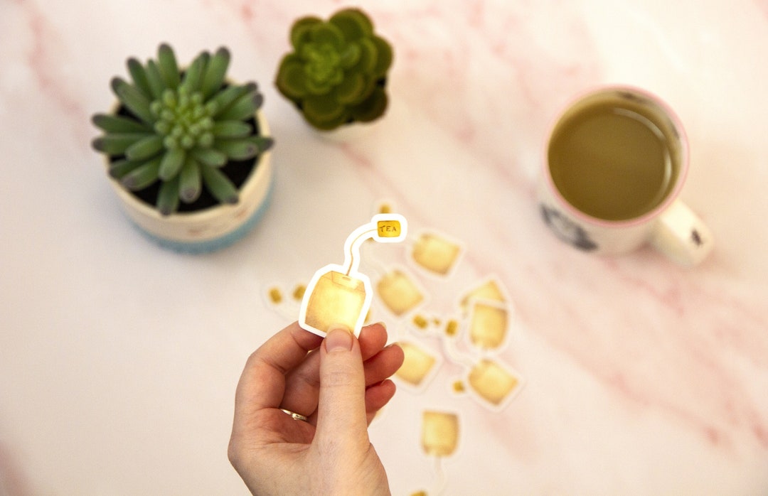 Teabag Sticker - Watercolour Vinyl Print - Personalise and Organise ...
