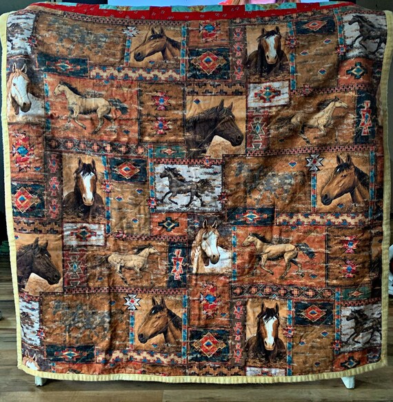 Flannel Quilt COWBOY BABY BLANKET Vintage Arizona Home & Living ...