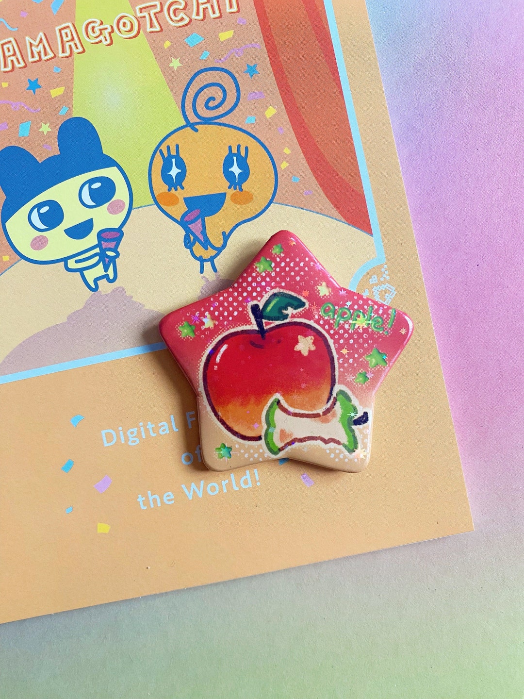 Apple Star Holographic Badge - Etsy UK