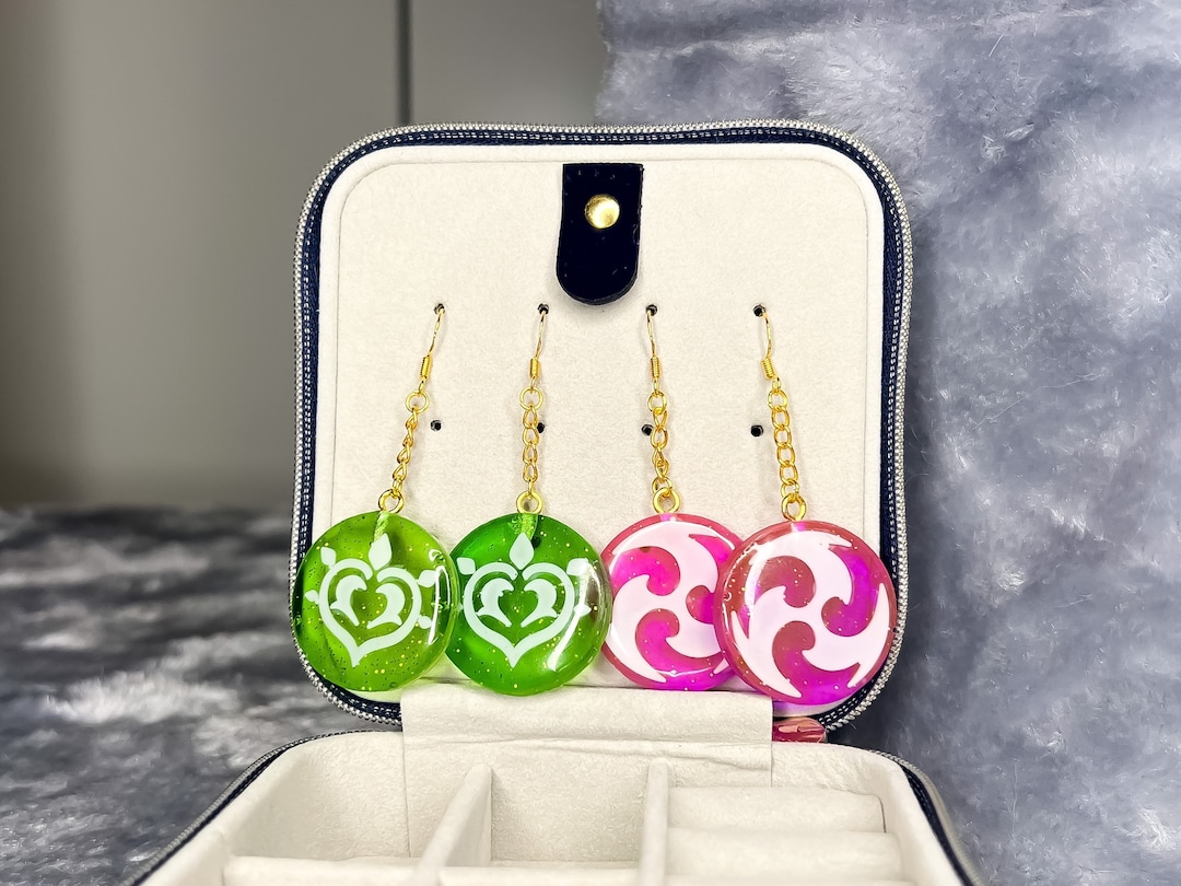 Genshin Impact Element Vision Earrings - Dendro, Electro, Cryo, Anemo ...