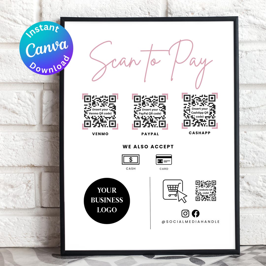 Modèle de carte Scan to Pay : code QR Canva modifiable pour les petites ...