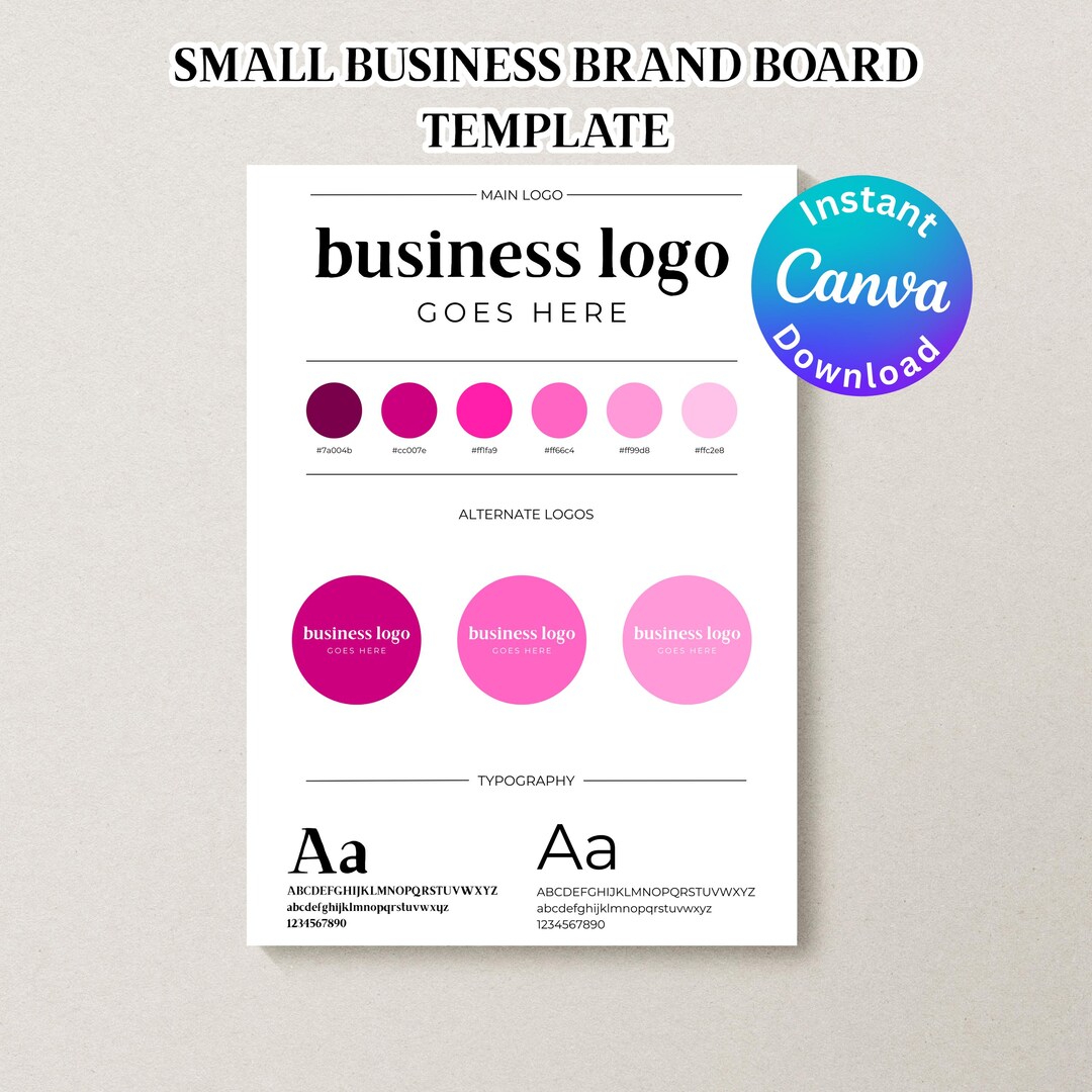 Brand Board Template – Editable Canva Style Guide for Small Business ...