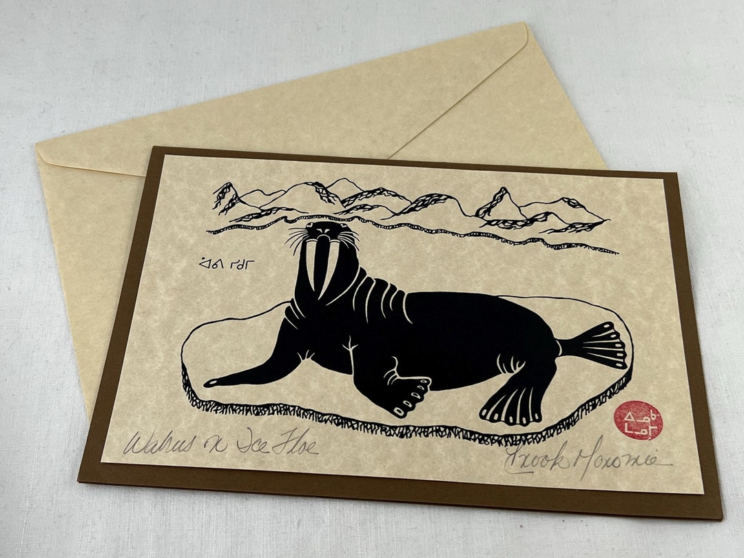 Enook Manomie Original Silk Screen “walrus on Ice Floe” Art Print/card ...