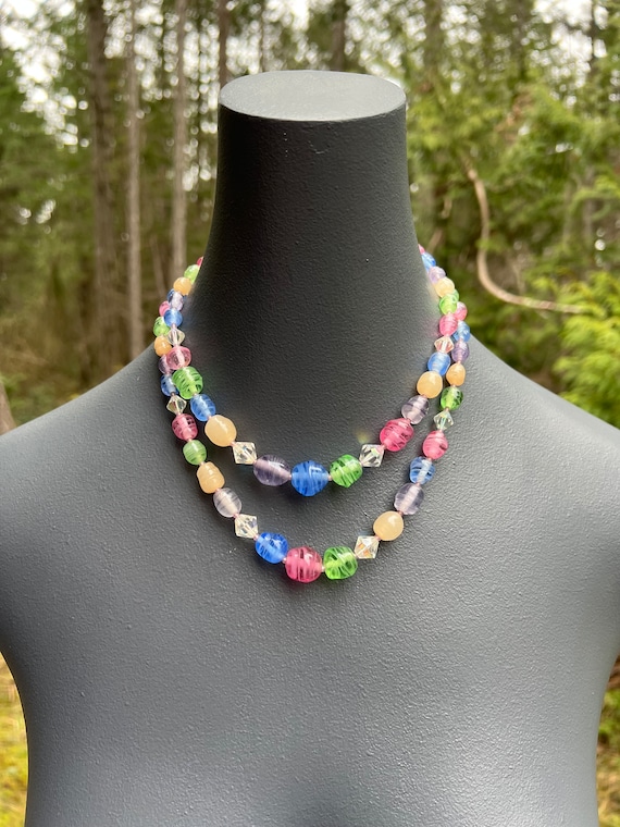 Graduated Double Strand Hand-rolled Glass Bead Neckla… - Gem