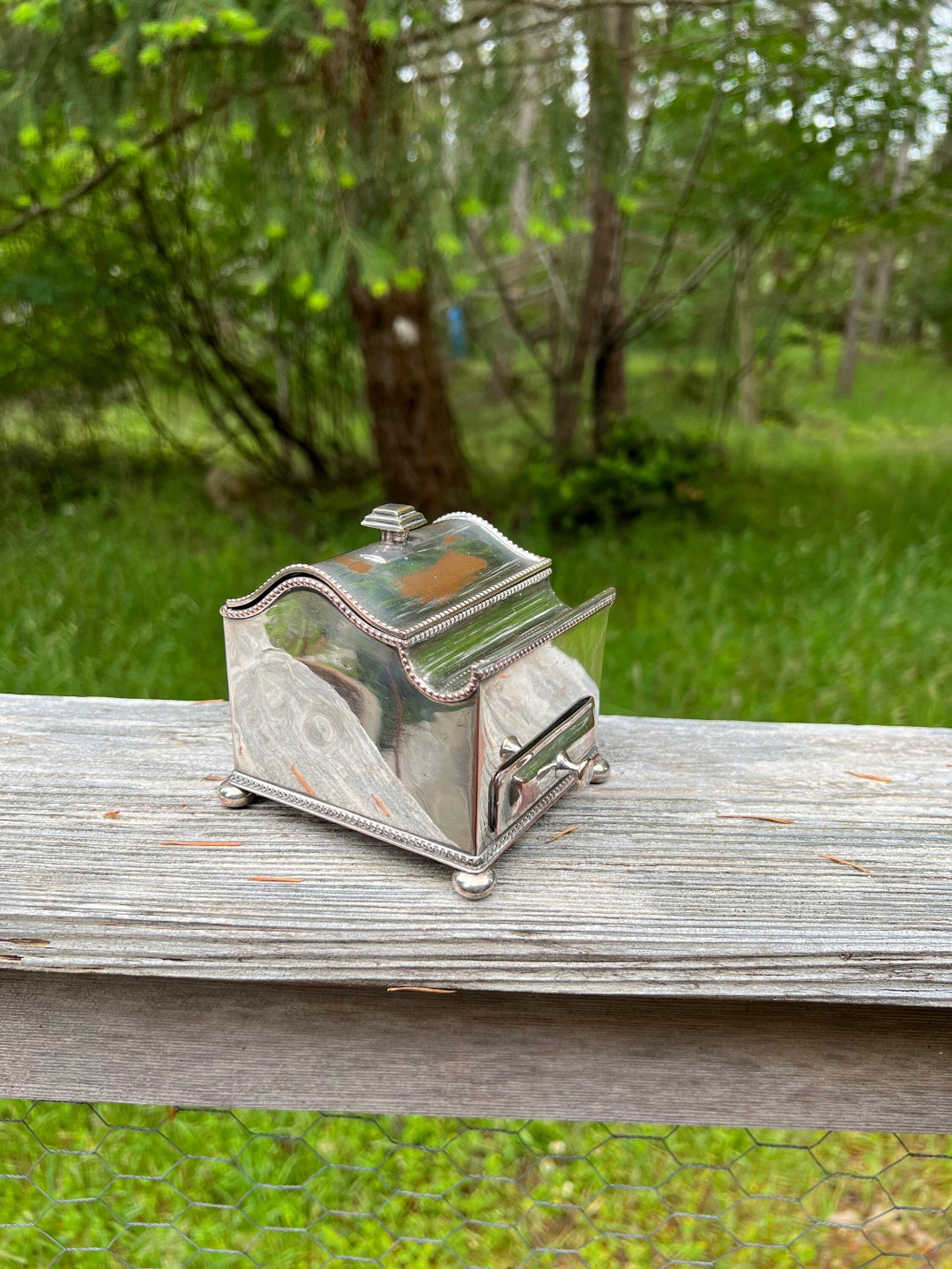 19th Century Silver Plate Ink Stand With Pen Rest and Drawer, Silver ...