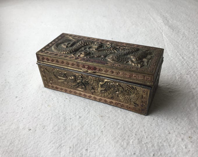 Stamped and Embossed Brass Dragon Stamp Box, Made in Japan, Vintage ...