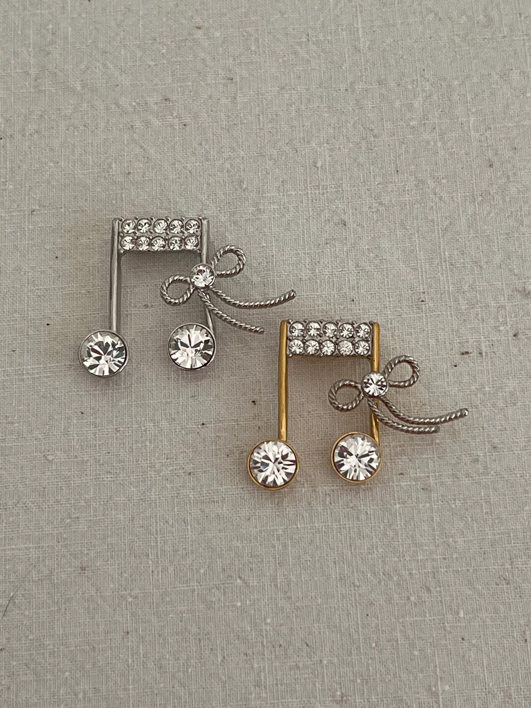 Butler Swarovski Crystal Musical Note Brooches, Vintage Rhinestone ...