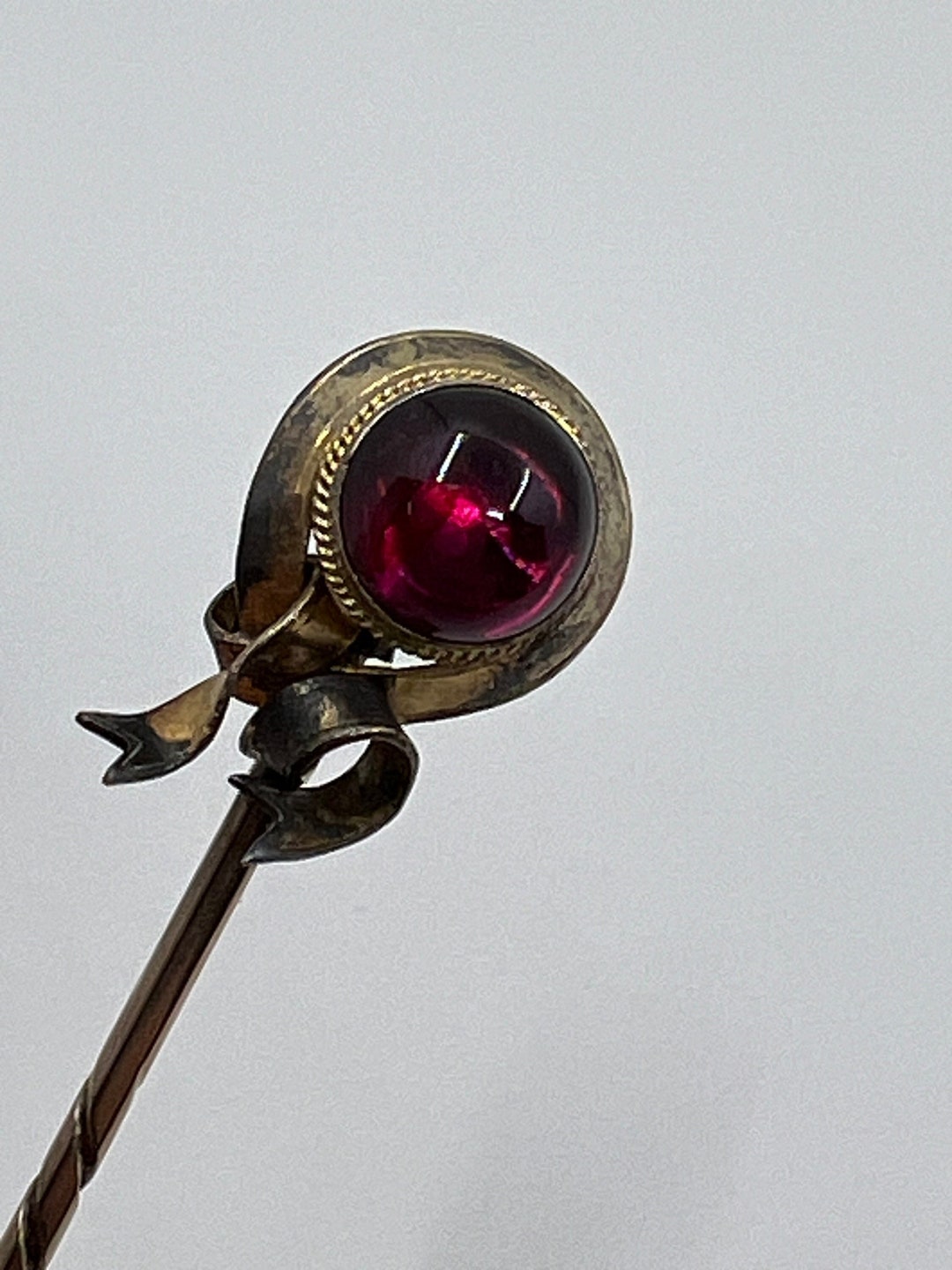 Vintage Synthetic Ruby 10K Stick Pin/hat Pin, Antique Hat Pins, Antique ...