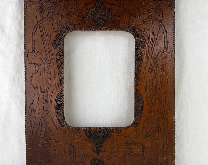 Unique Hand-crafted Pyrography Picture Frame, Rustic Wood Picture ...