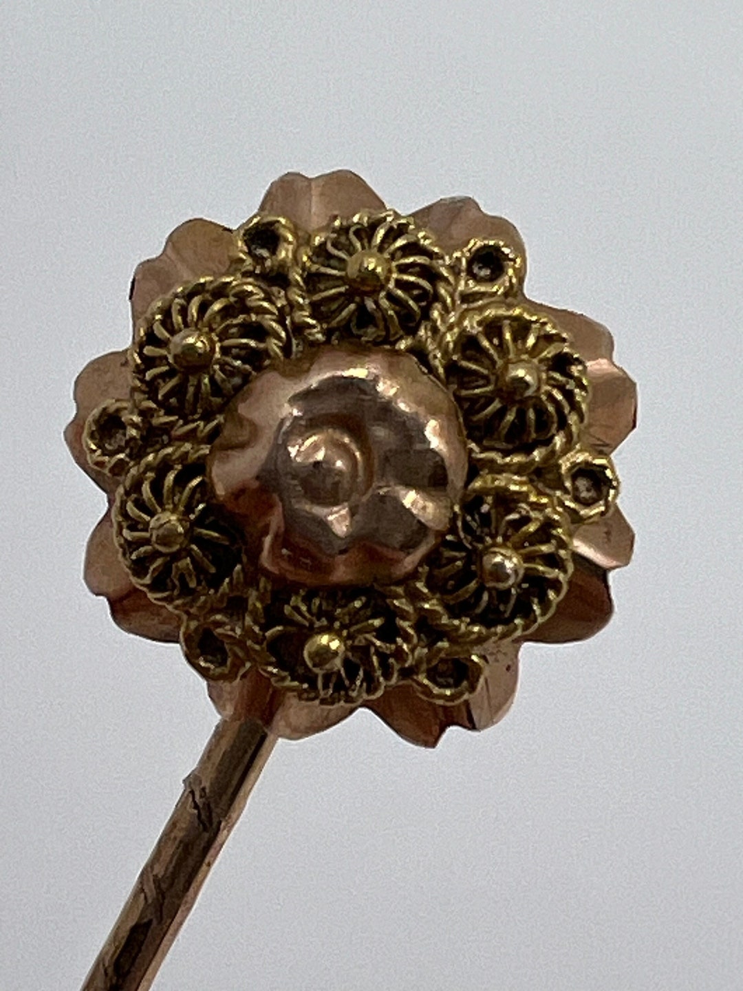 Antique Flower Form Gold Stick Pin/hat Pin, Vintage Stick Pin, Vintage ...