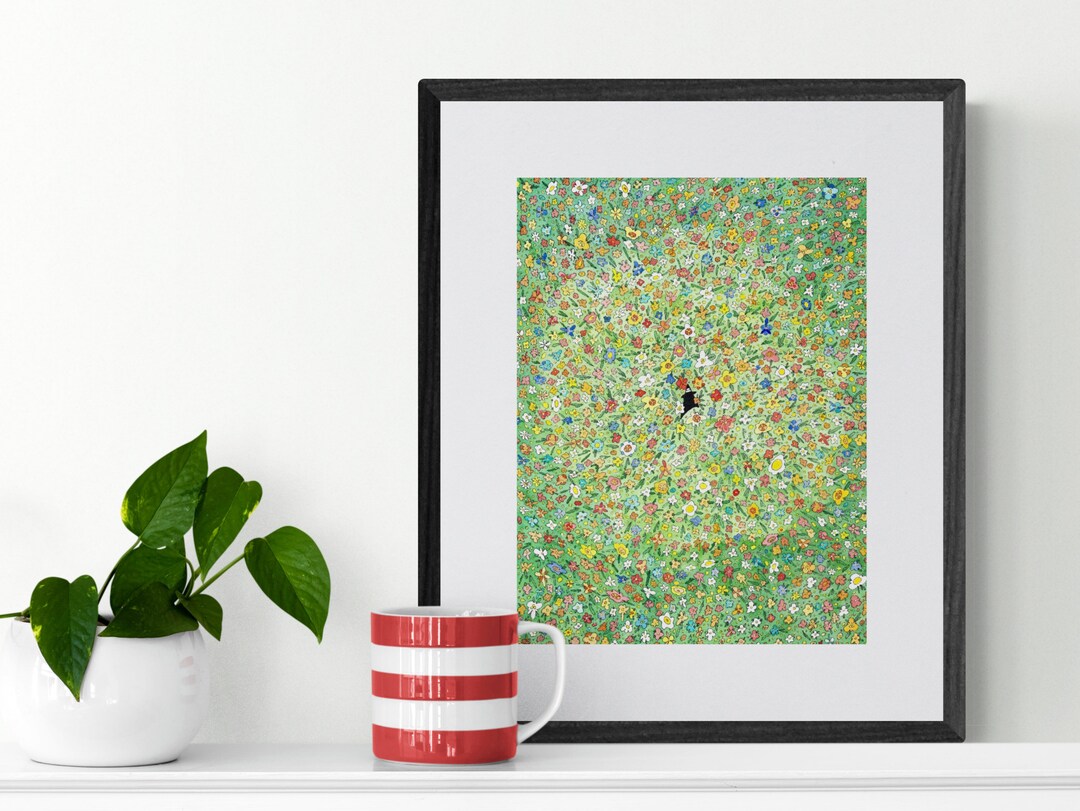 FINE ART flower Meadow A4 Art Print, Ninja Lying in Floral Pattern ...