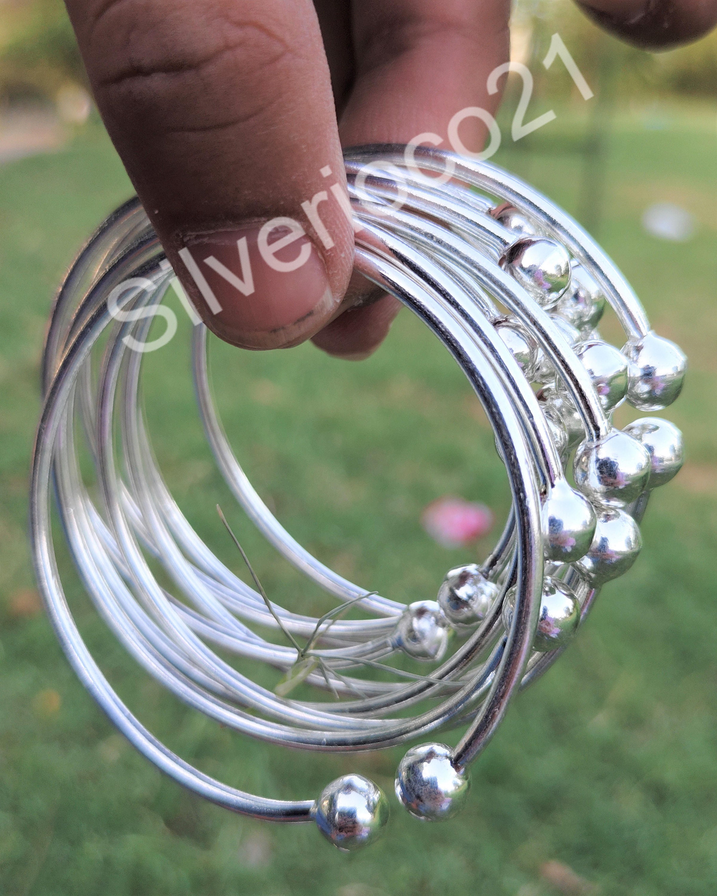 Thick West Indian Bangles, Set of 7 Bangles, Sterling Silver Bangles ...