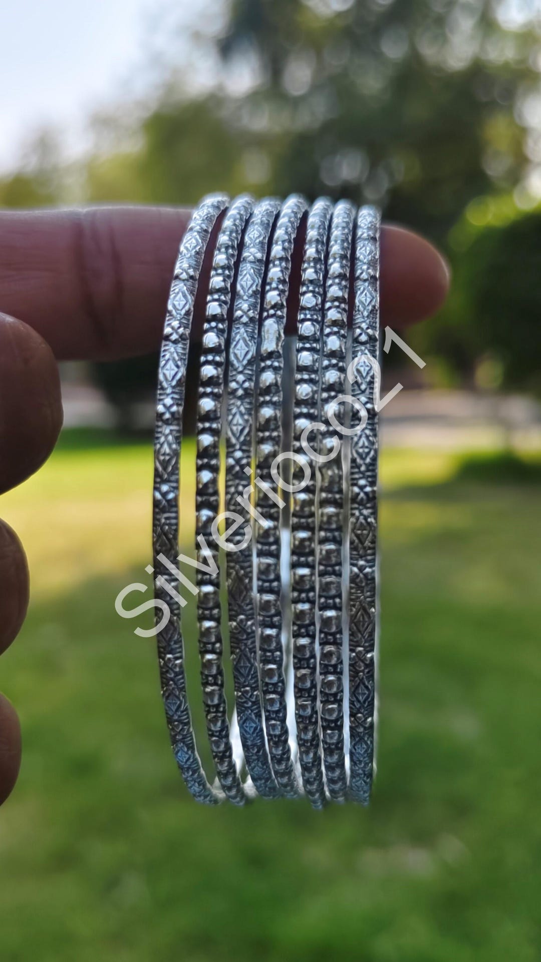 Set of 7 Design Bangle Sterling Silver Bangle, Stacking Bangle Boho ...