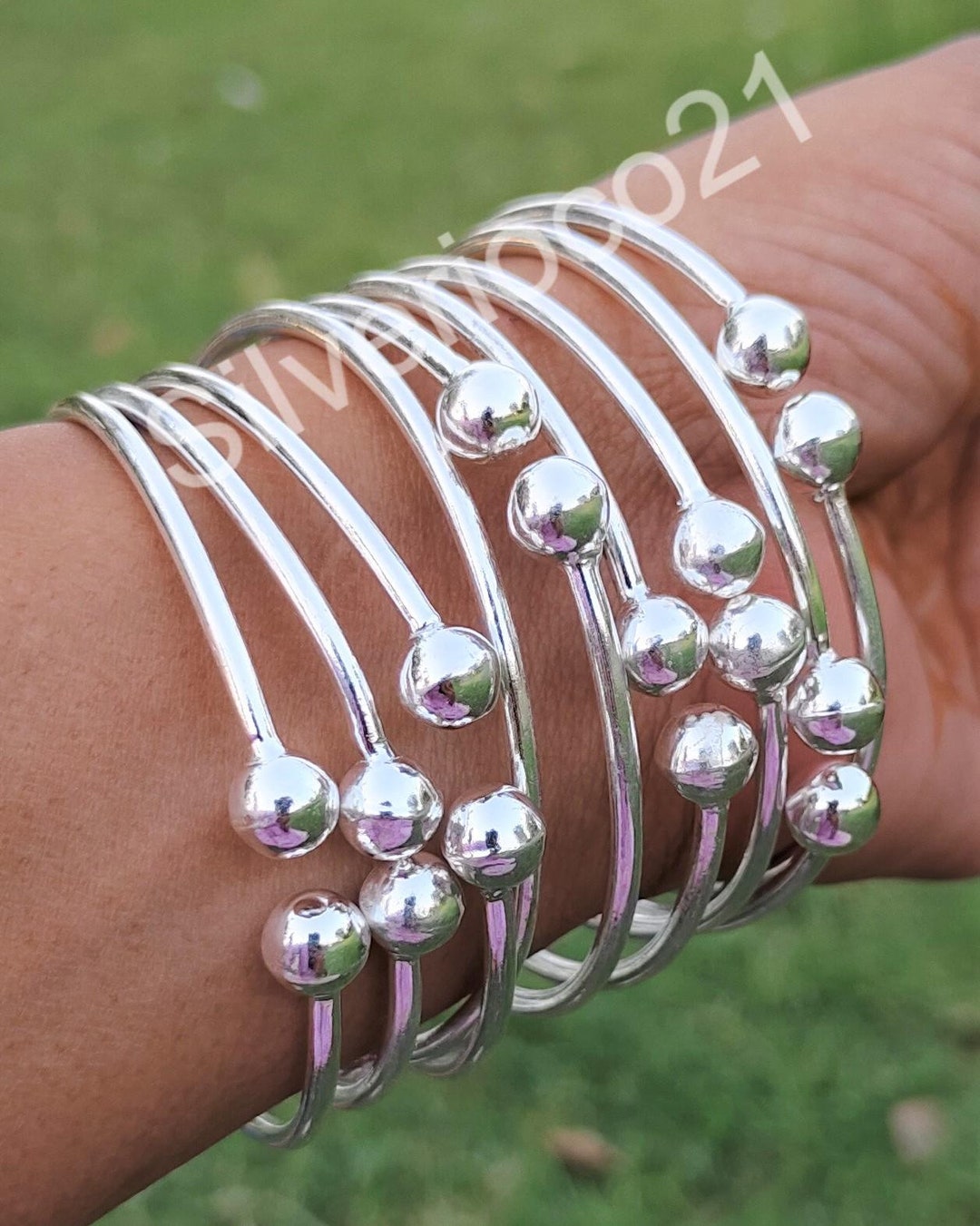 Thick West Indian Bangles, Set of 7 Bangles, Sterling Silver Bangles ...