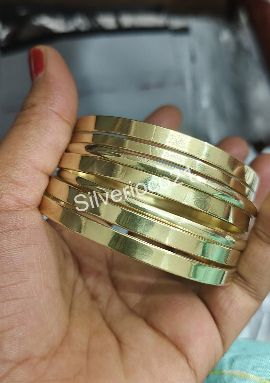 Set of 7 Bangles, Bangles, Handmade Bangles, Brass Plain Bangles, Flat ...