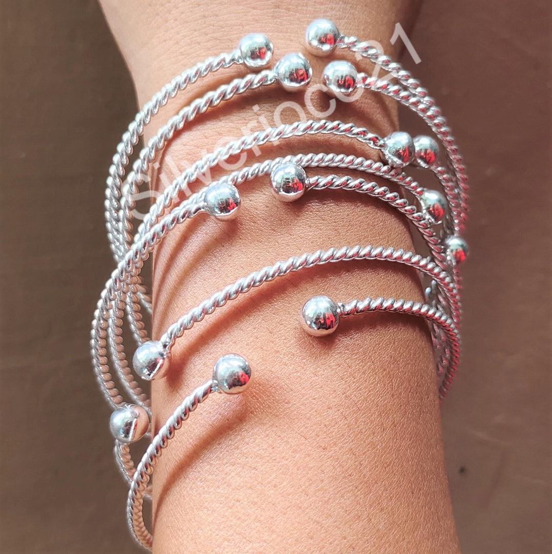 Thick West Indian Bangles, Set of 7 Bangles, 925 Sterling Silver Bangle, Twisted Bangles for ...