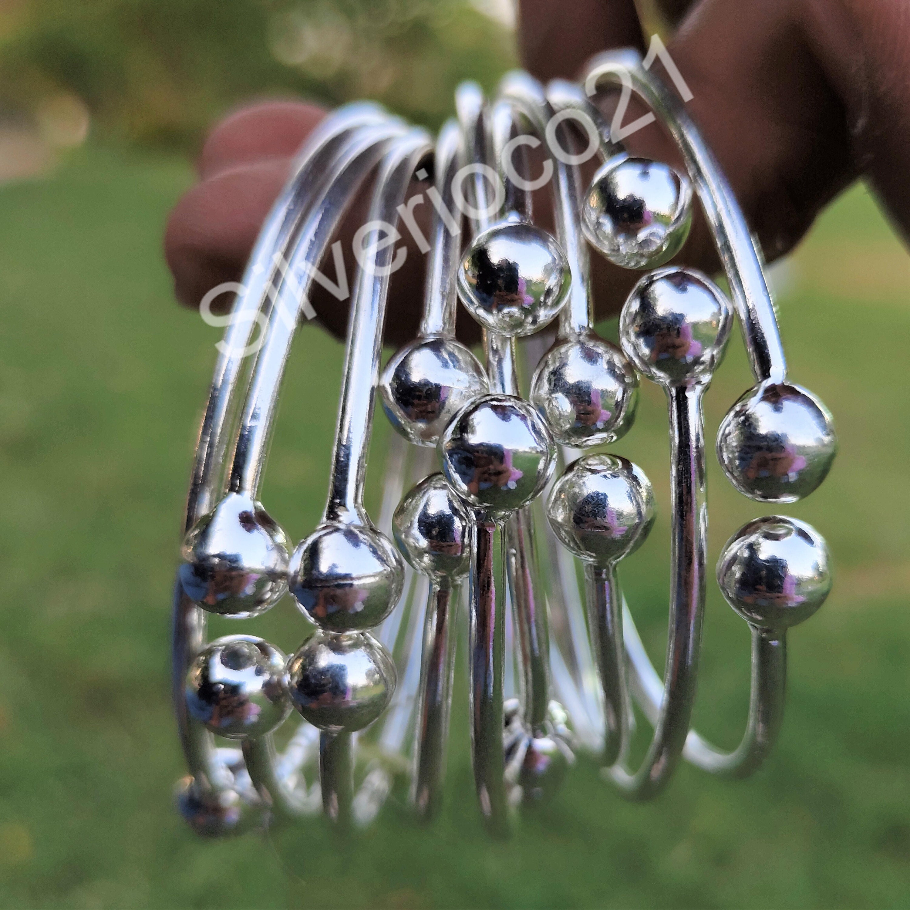 Thick West Indian Bangles, Set of 7 Bangles, Sterling Silver Bangles ...