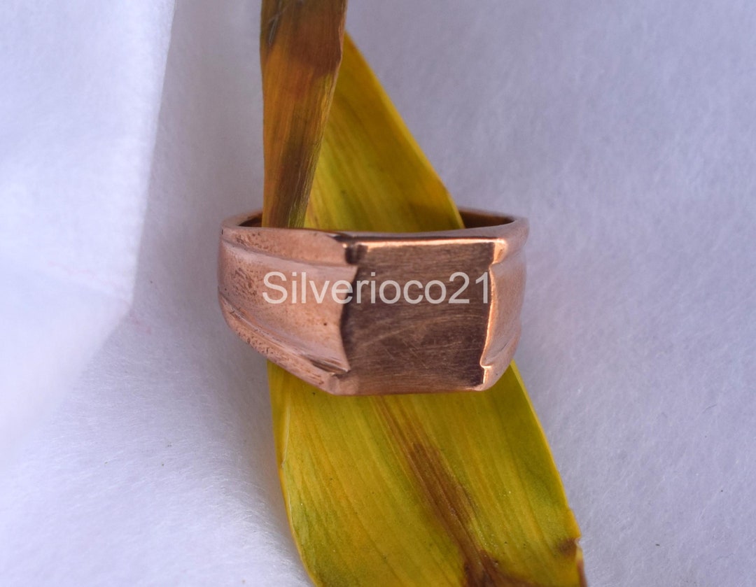 Pure Copper Signet Ring, Men's Copper Square Signet Ring, Solid Copper ...