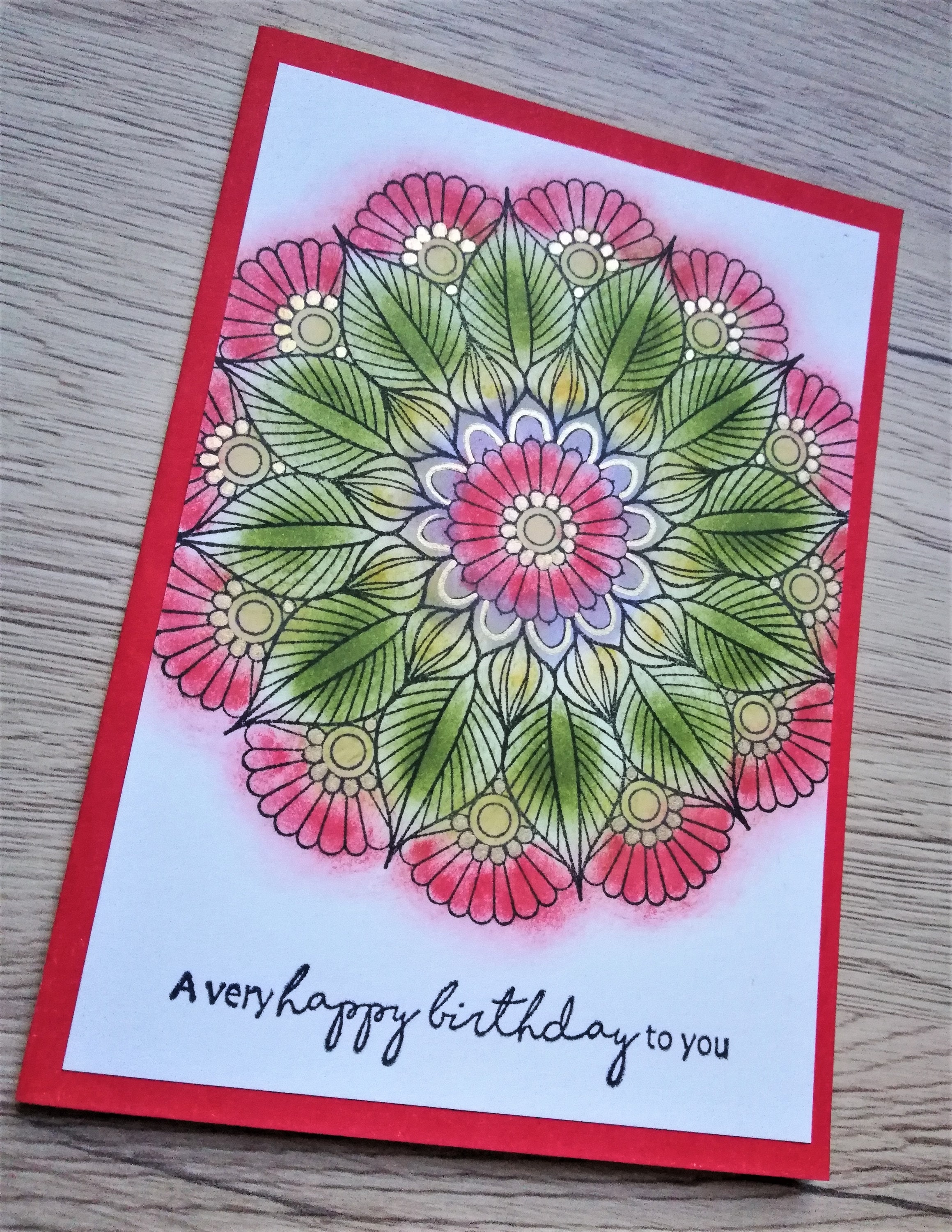 Handmade Mandala Greeting Card. A Very Happy Birthday to You. Stamped ...