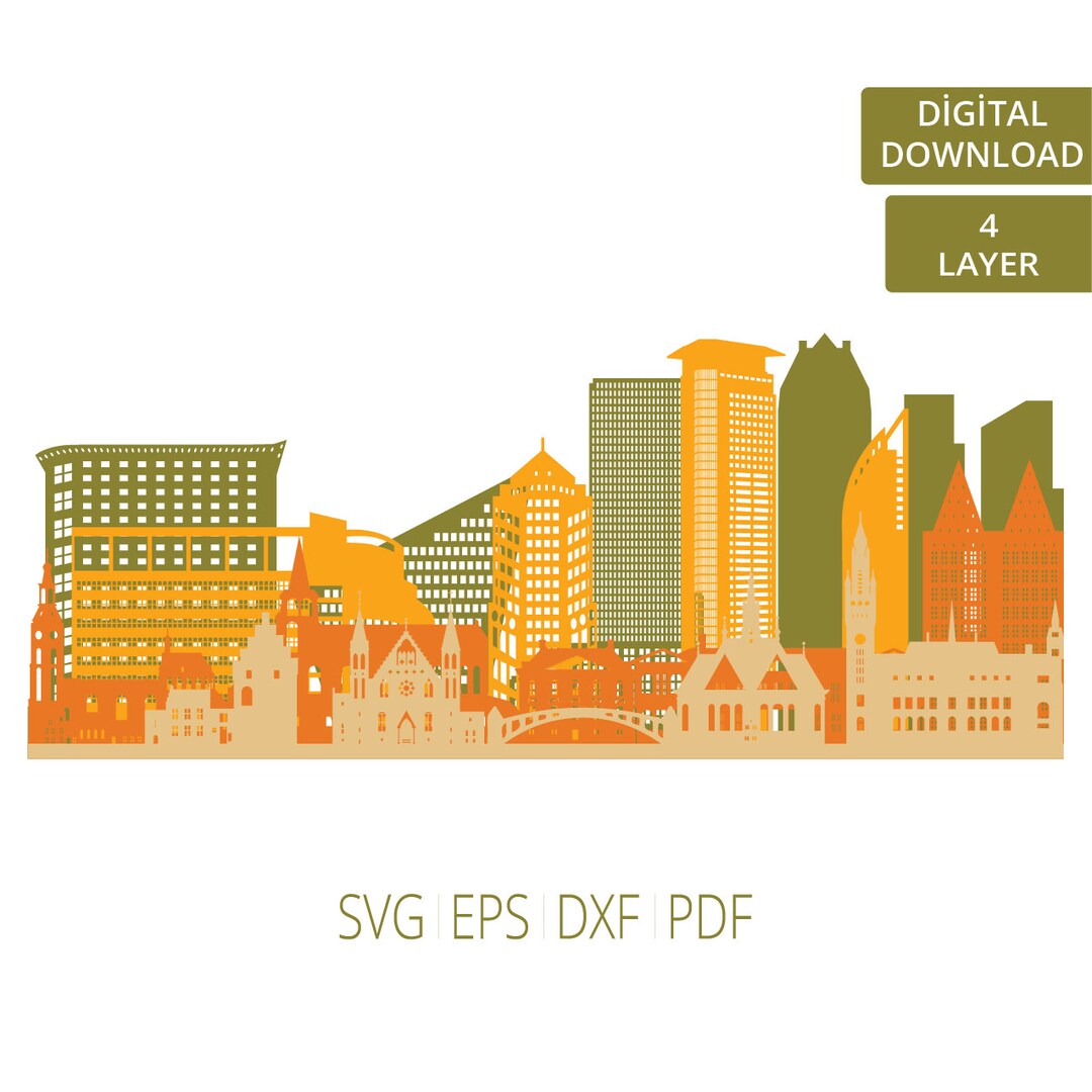 Den Haag 4 Layer Svg | Netherlands Skyline Svg | Layered City Svg ...