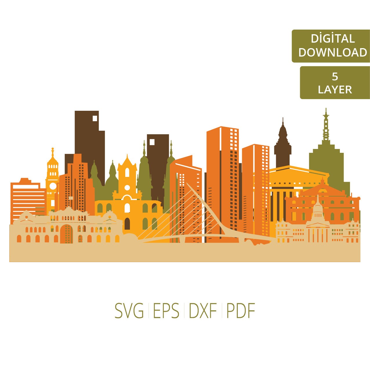 Argentina 5 Layer Svg Argentina Skyline Svg Layered City Svg Laser Cut ...