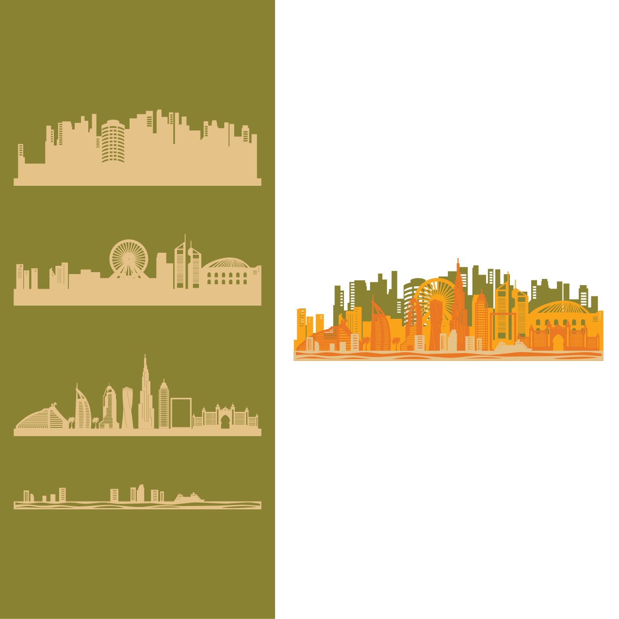 Dubai 4 Layer Svg Dubai Skyline Svg Layered City Svg Laser Cut Projects ...