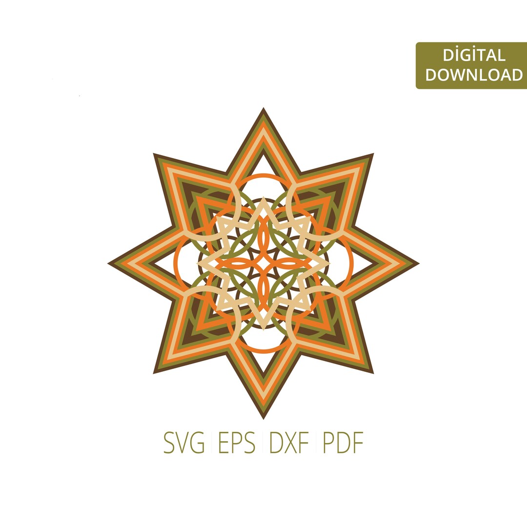 4 Layer Star Mandala Svg | Multilayer Decor Svg | Layered Wall Decor ...