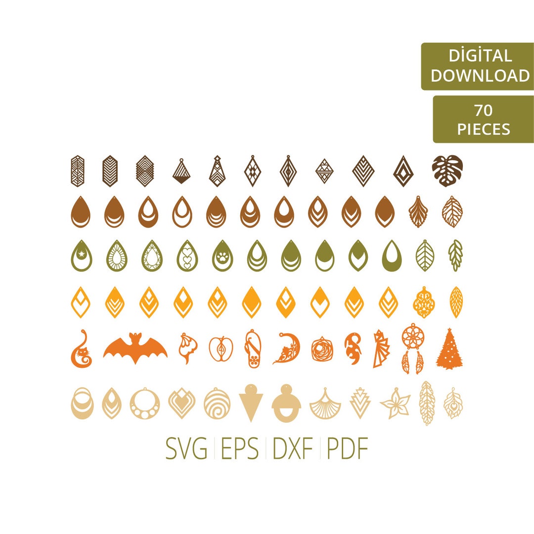 70 Earrings Svg Bundle Earrings Svg Earrings Svg Cricut Laser Cut ...