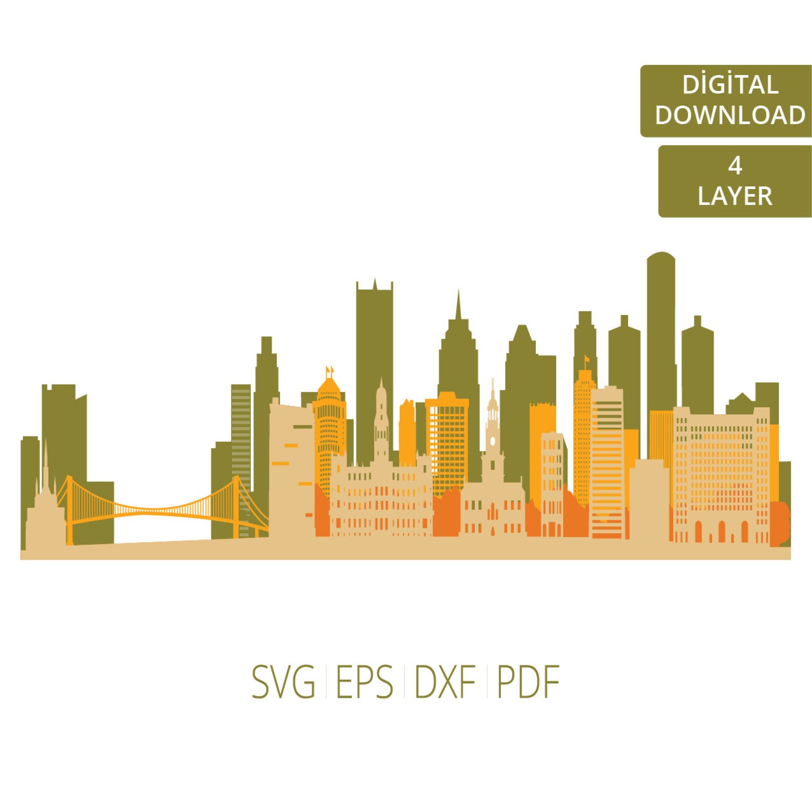 Michigan 4 Layer Svg | Michigan Skyline Svg | Layered City Svg | Laser ...