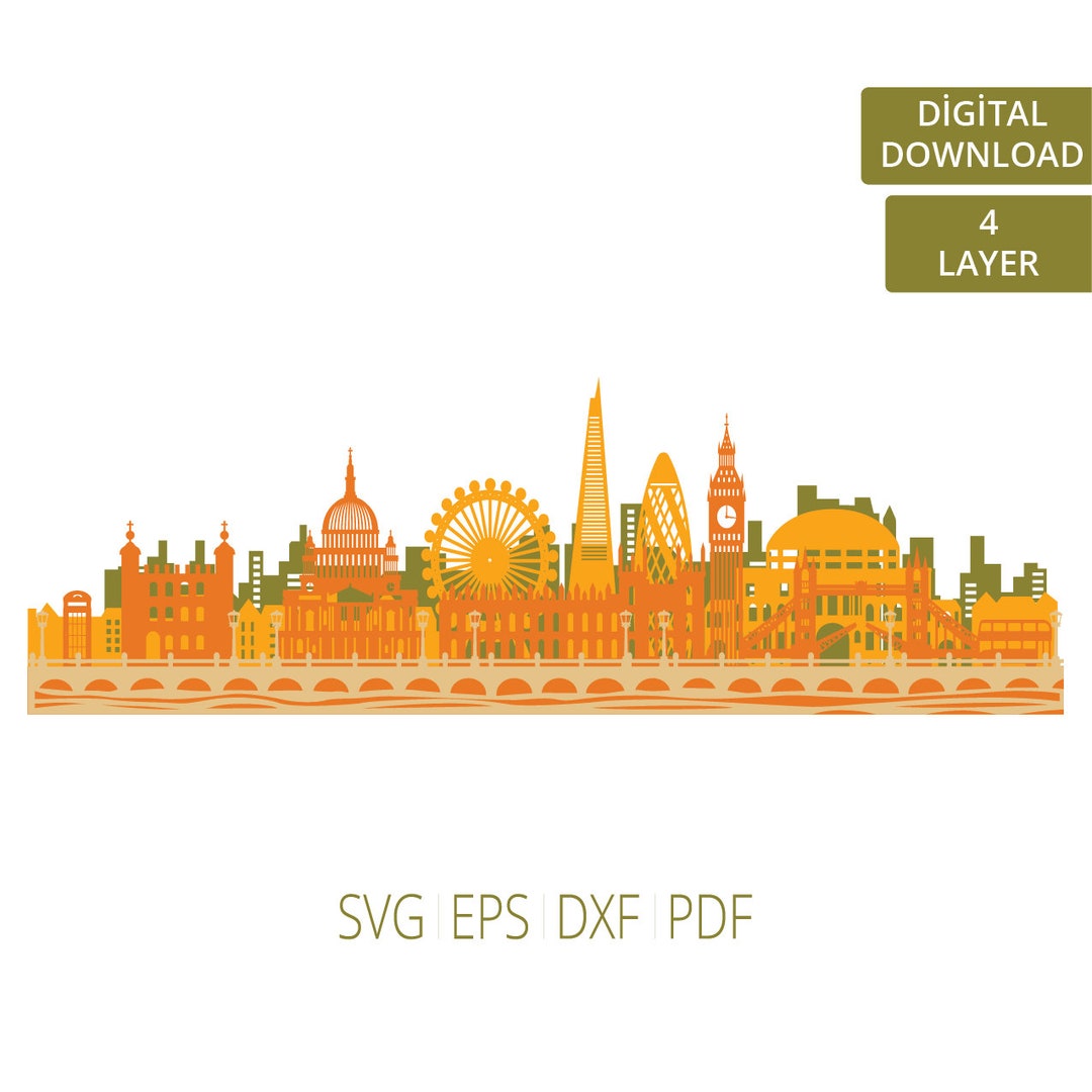 London 4 Layer Svg | London Skyline Svg | Layered City Svg | Laser Cut ...
