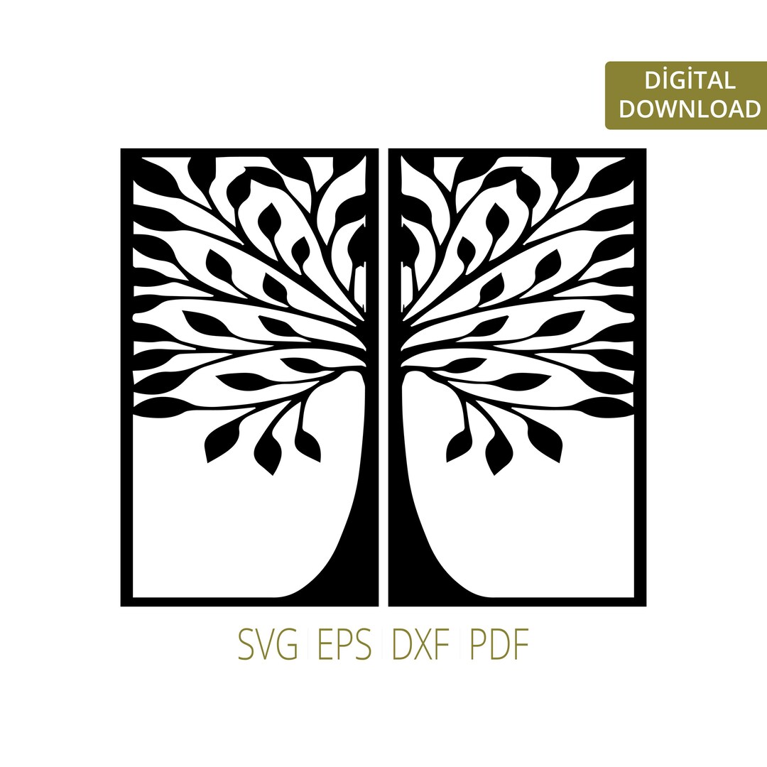 2 Trees Laser Cut | Tree Svg | Tree Wall Decor Laser Cut | Laser Cut ...