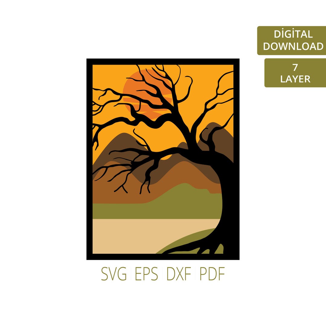 7 Layered Landscape Svg | Multilayer Decor Svg | Layered Wall Decor ...