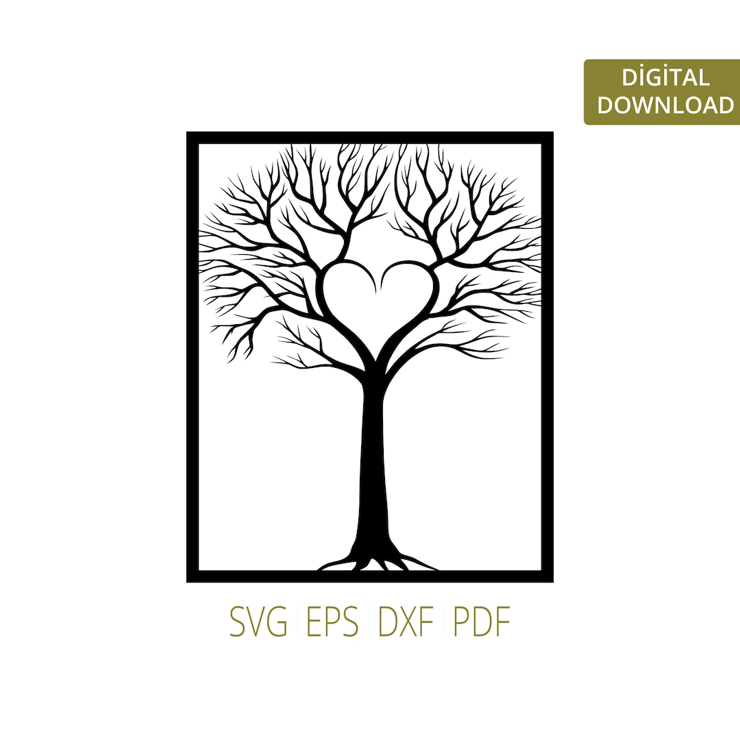 Tree and Heart Laser Cut | Romantic Tree Svg | Tree Wall Decor Laser ...