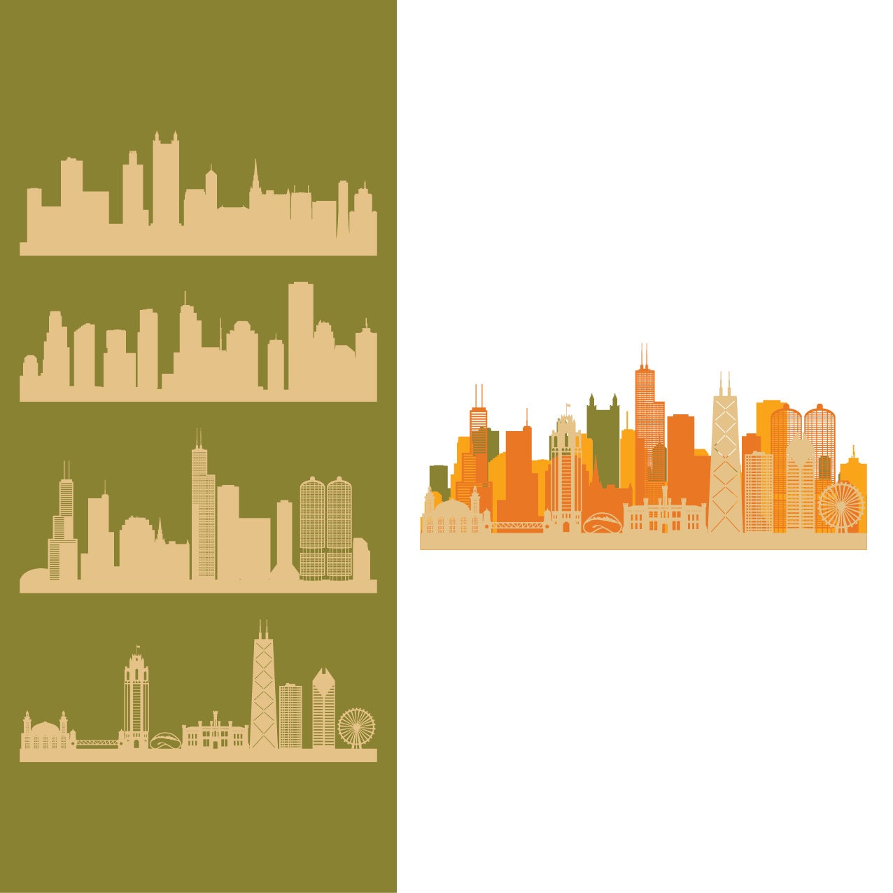 Chicago 4 Layer Svg | Chicago Skyline Svg | Layered City Svg | Laser ...