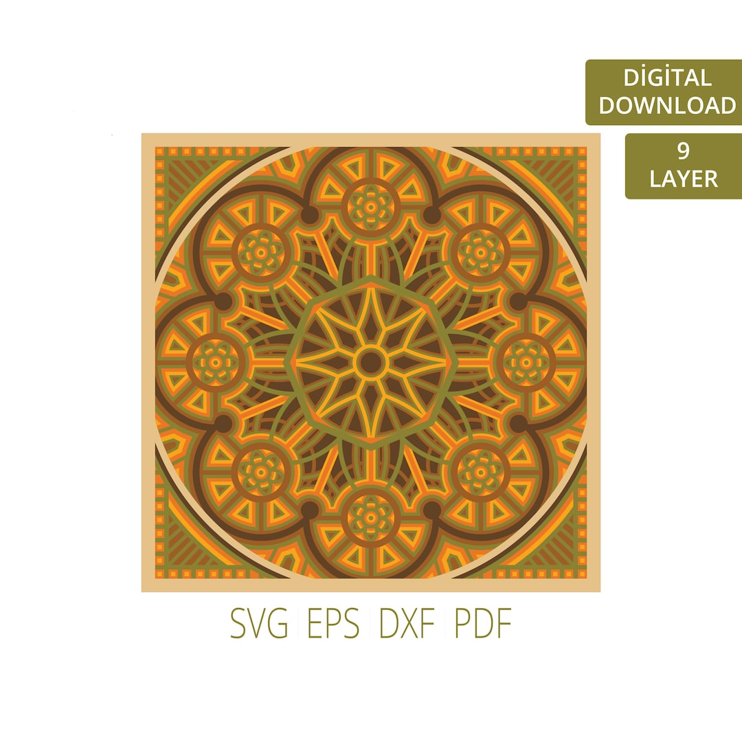 9 Layer Square Mandala Svg | Multilayer Decor Svg | Layered Wall Decor ...