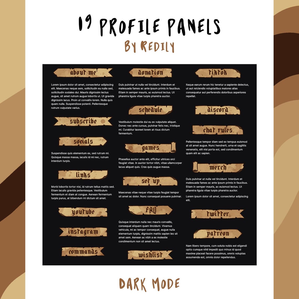 19 Vintage RPG Labels Twitch Profile Panels - Old Etiquette - Medieval ...